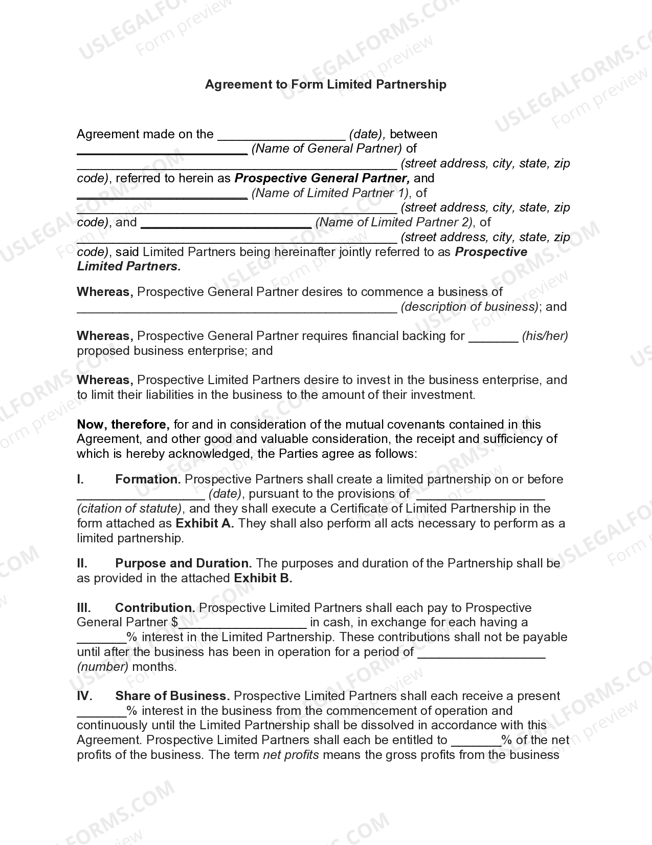 Massachusetts Agreement to Form Limited Partnership | US Legal Forms