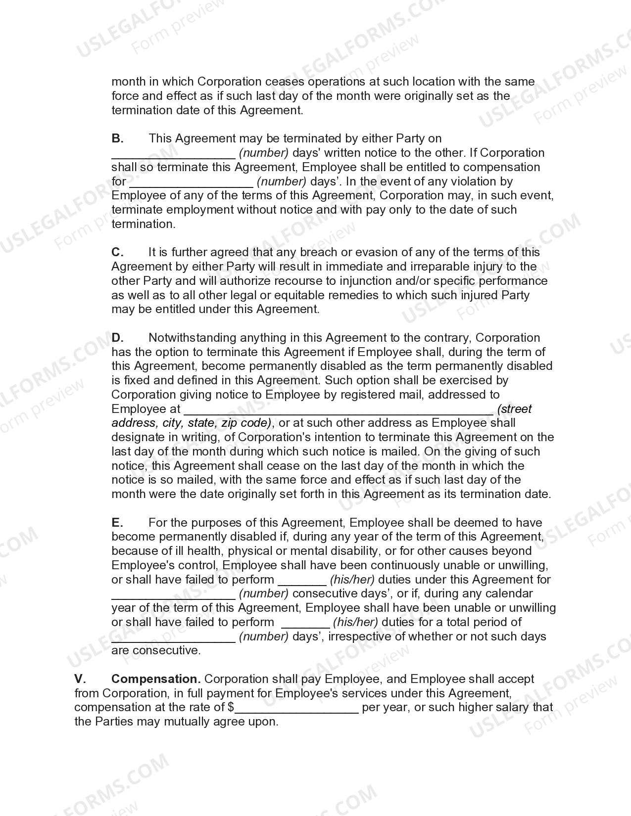 Utah Employment Agreement of Executive with Deferred Compensation and ...