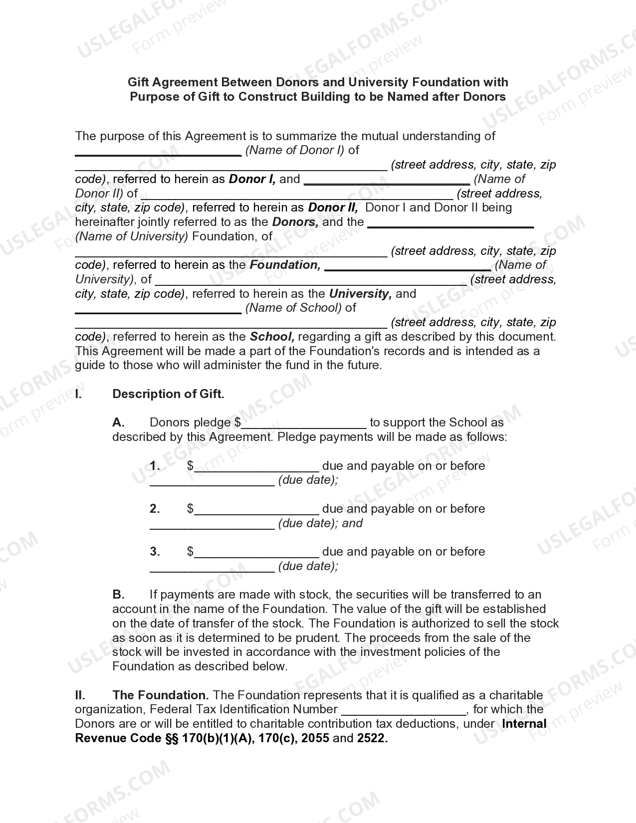 Kentucky Gift Agreement Between Donors and University Foundation with ...