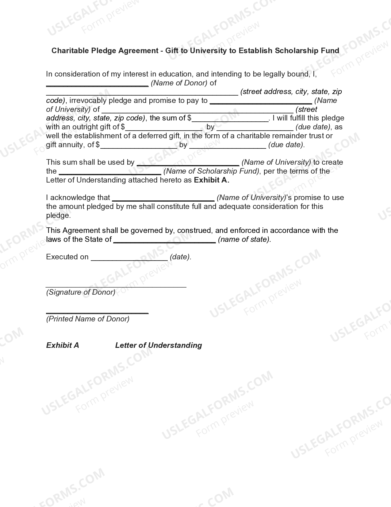 Colorado Charitable Pledge Agreement - Charitable Pledge Agreement Form | US Legal Forms