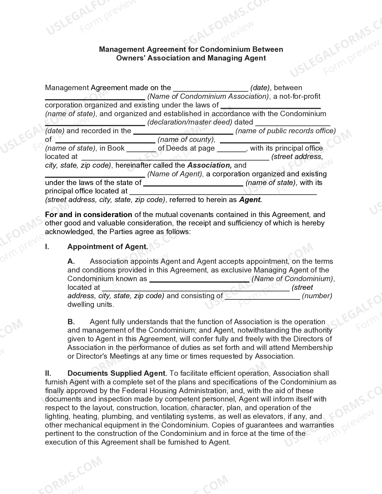 Colorado Management Agreement for Condominium Between Owners ...