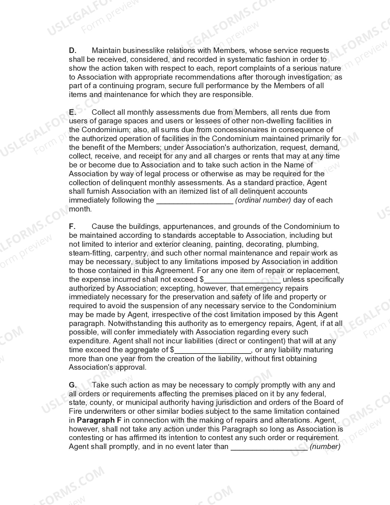 Colorado Management Agreement for Condominium Between Owners ...