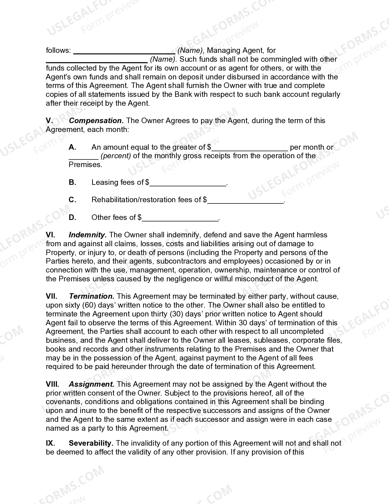 Management Agreement Between Owner and Agent | US Legal Forms