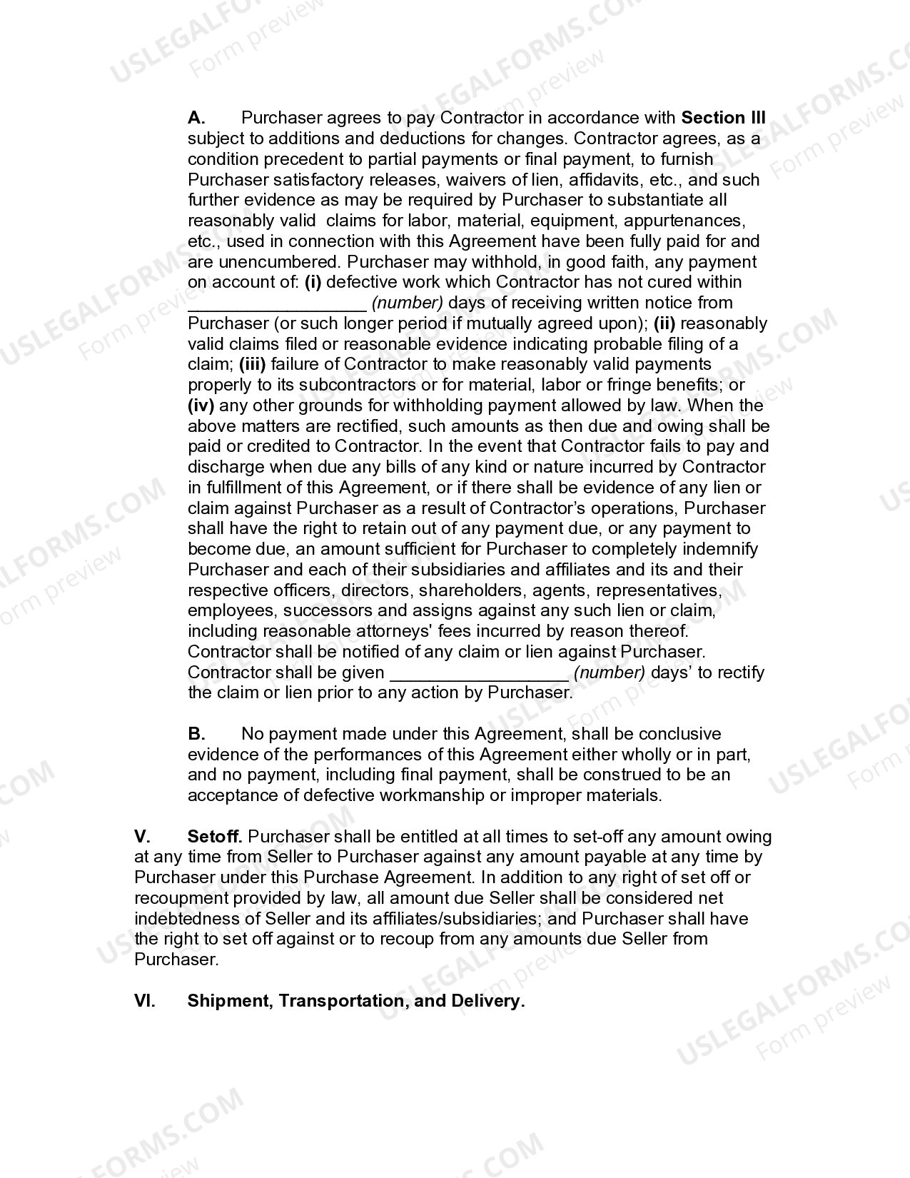 Texas Agreement to Furnish and Install Equipment | US Legal Forms