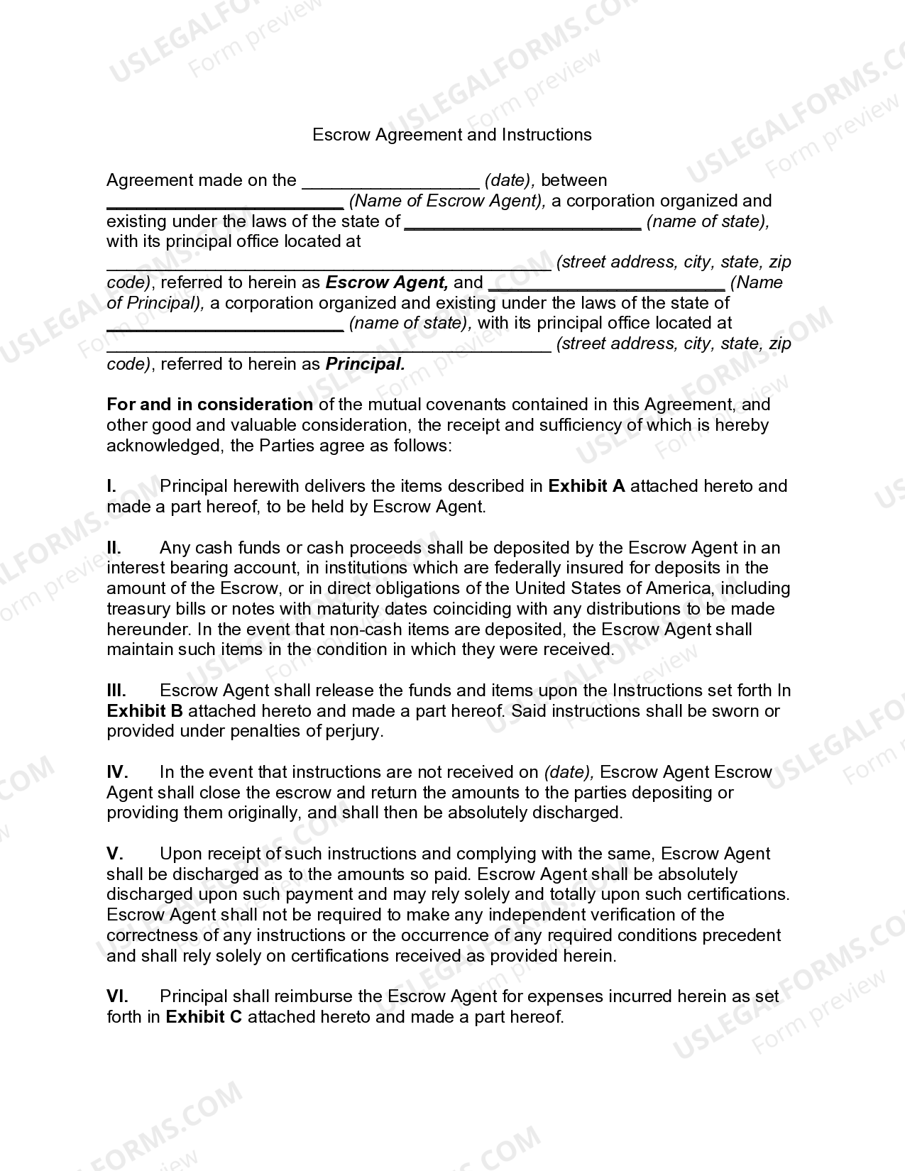 Montana Escrow Agreement and Instructions | US Legal Forms