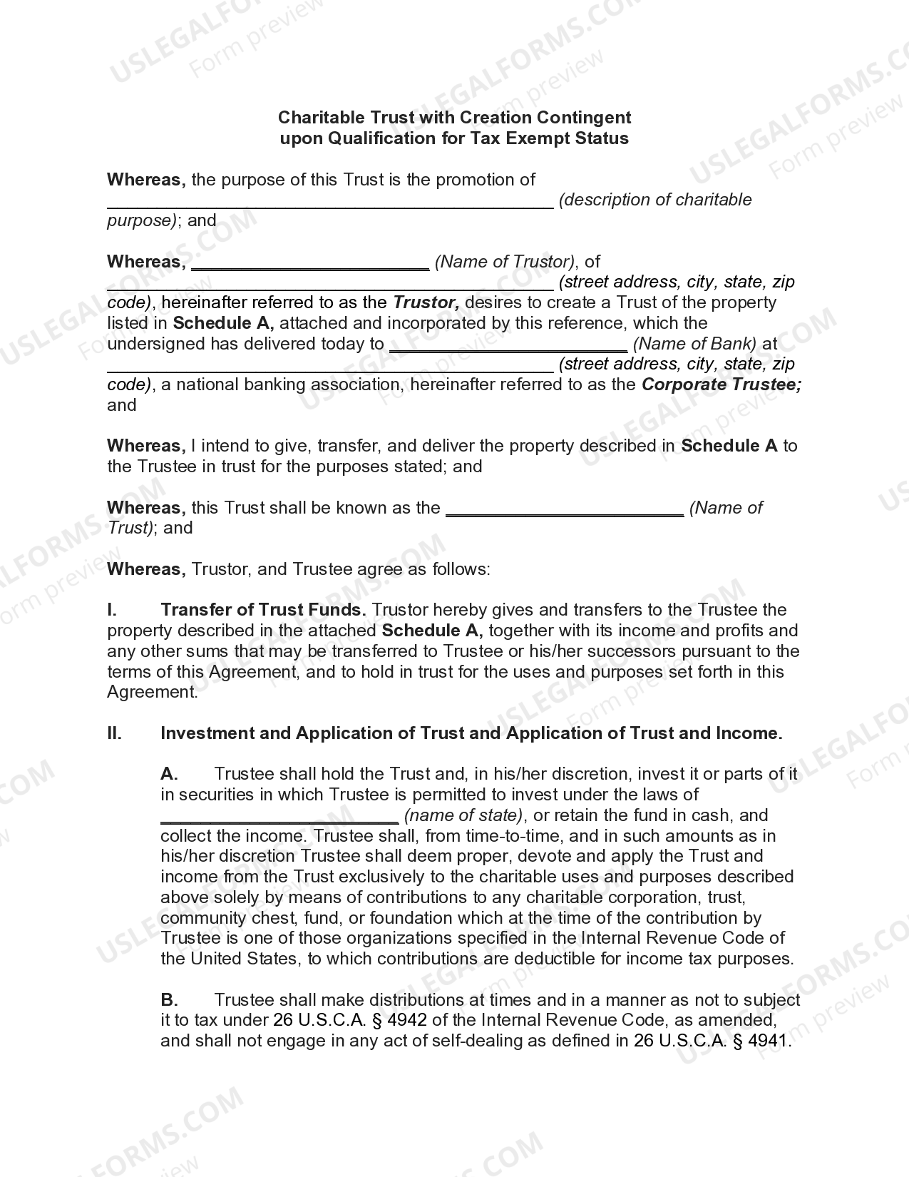 Charitable Trust with Creation Contingent upon Qualification for Tax ...