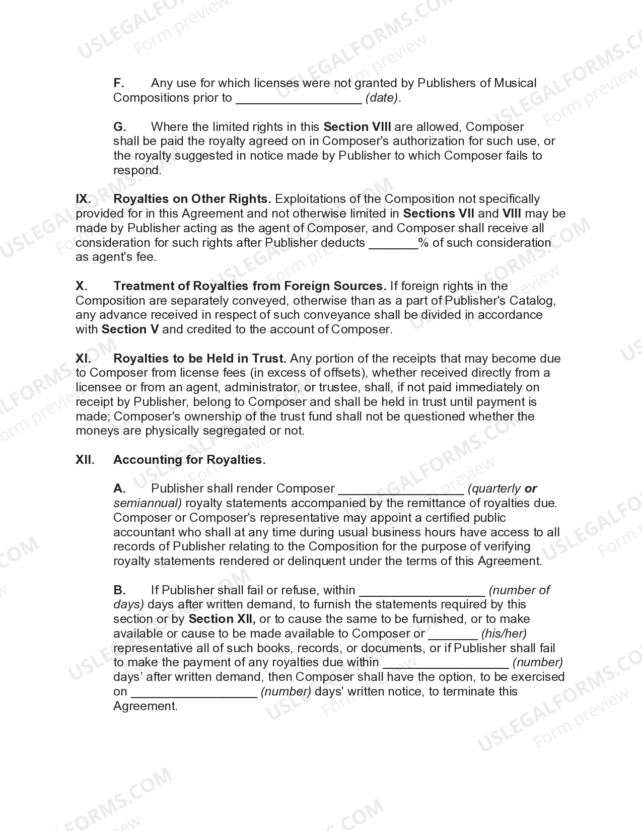 Mississippi Contract with Publisher for Exploitation of Musical ...