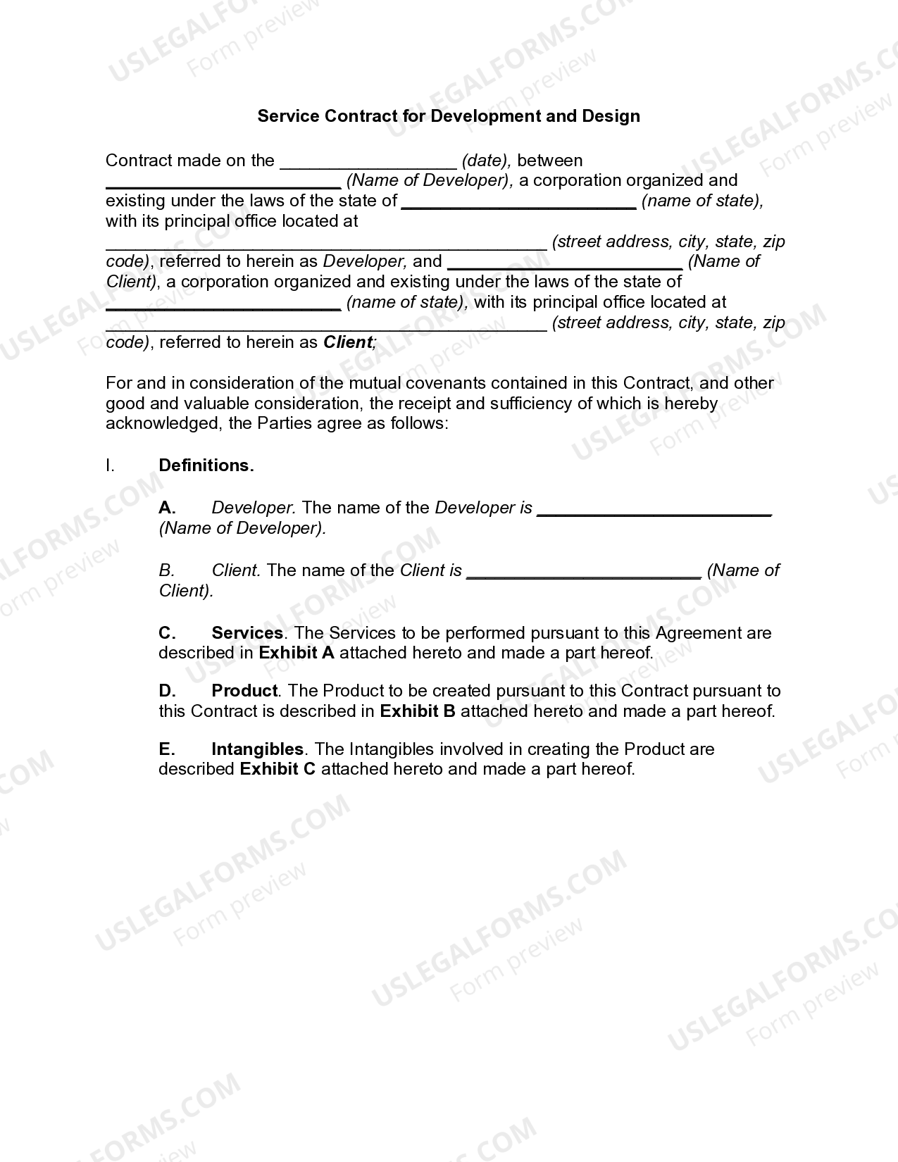 Mississippi Service Contract for Development and Design | US Legal Forms