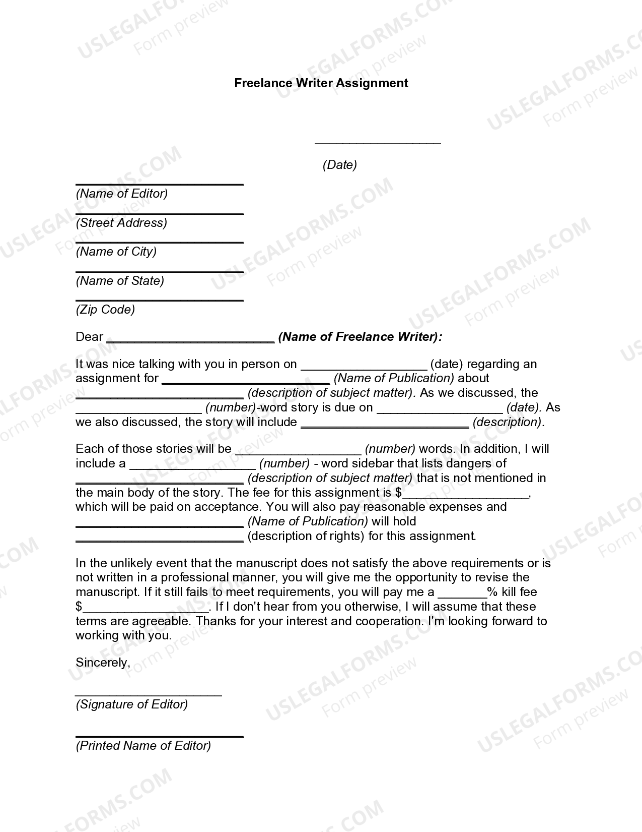 Rhode Island Freelance Writer Assignment | US Legal Forms