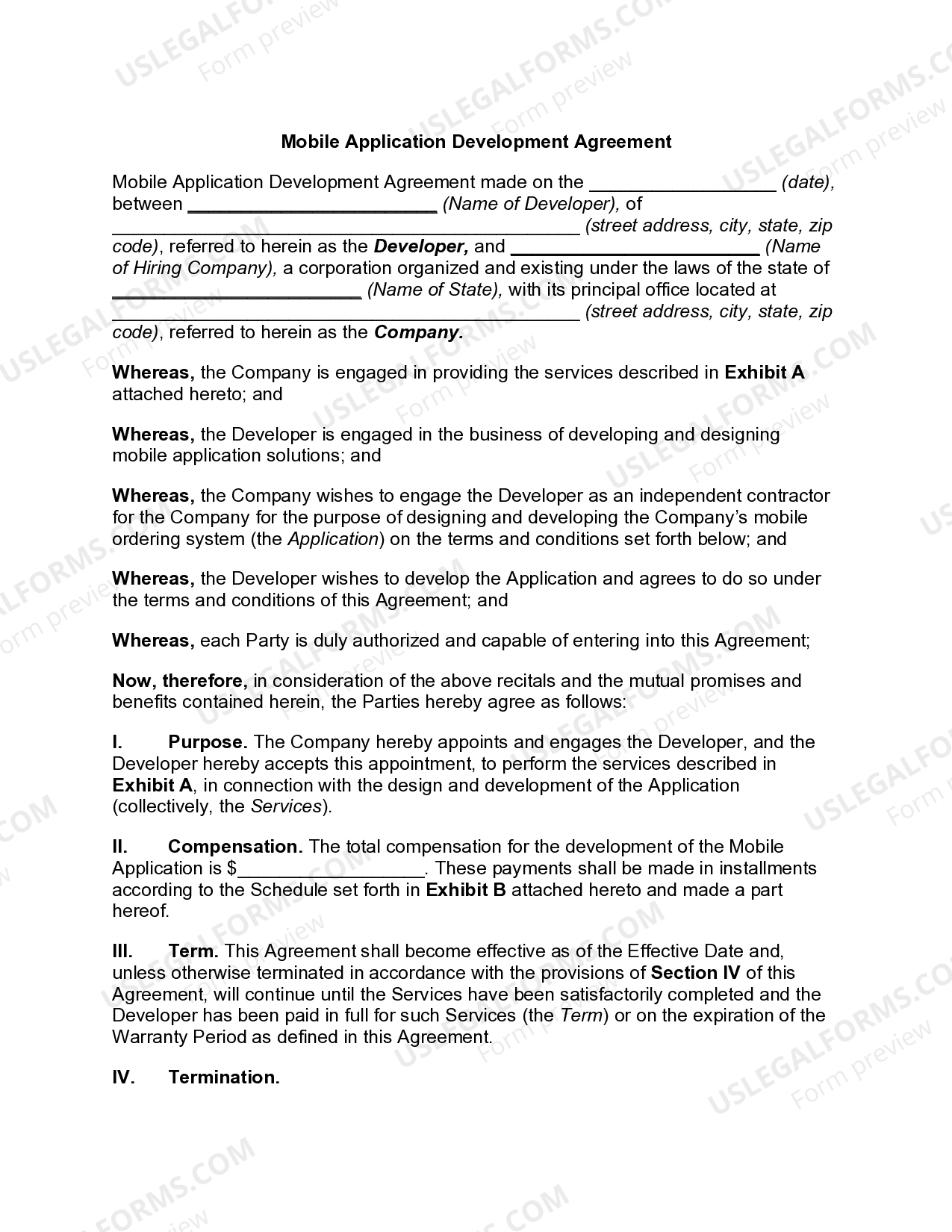 Puerto Rico Mobile Application Development Agreement | US Legal Forms