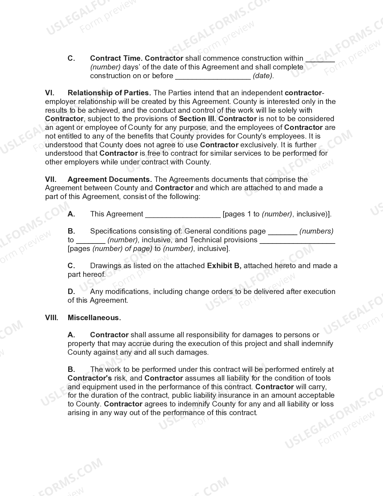 Agreement to Construct Bridge | US Legal Forms