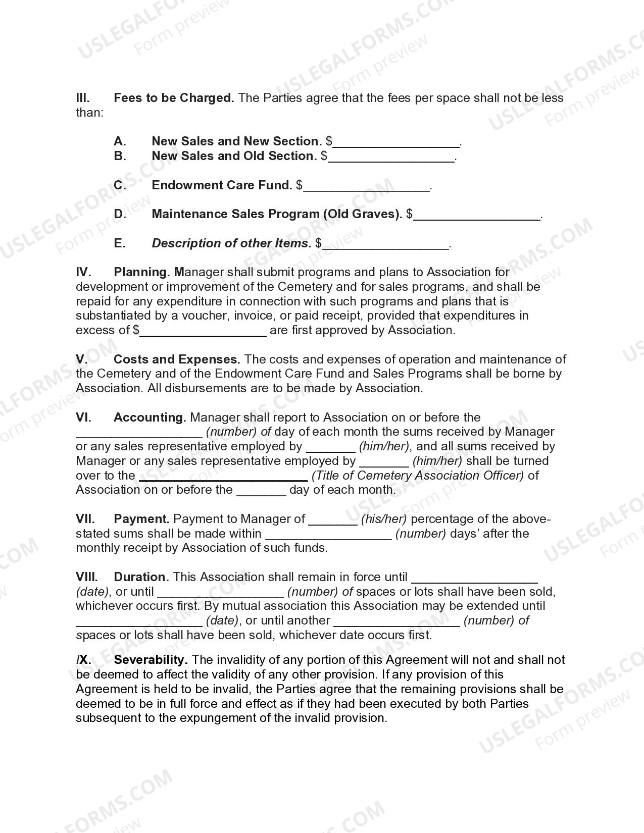 Employment Agreement between Manager of Cemetery and Cemetery ...