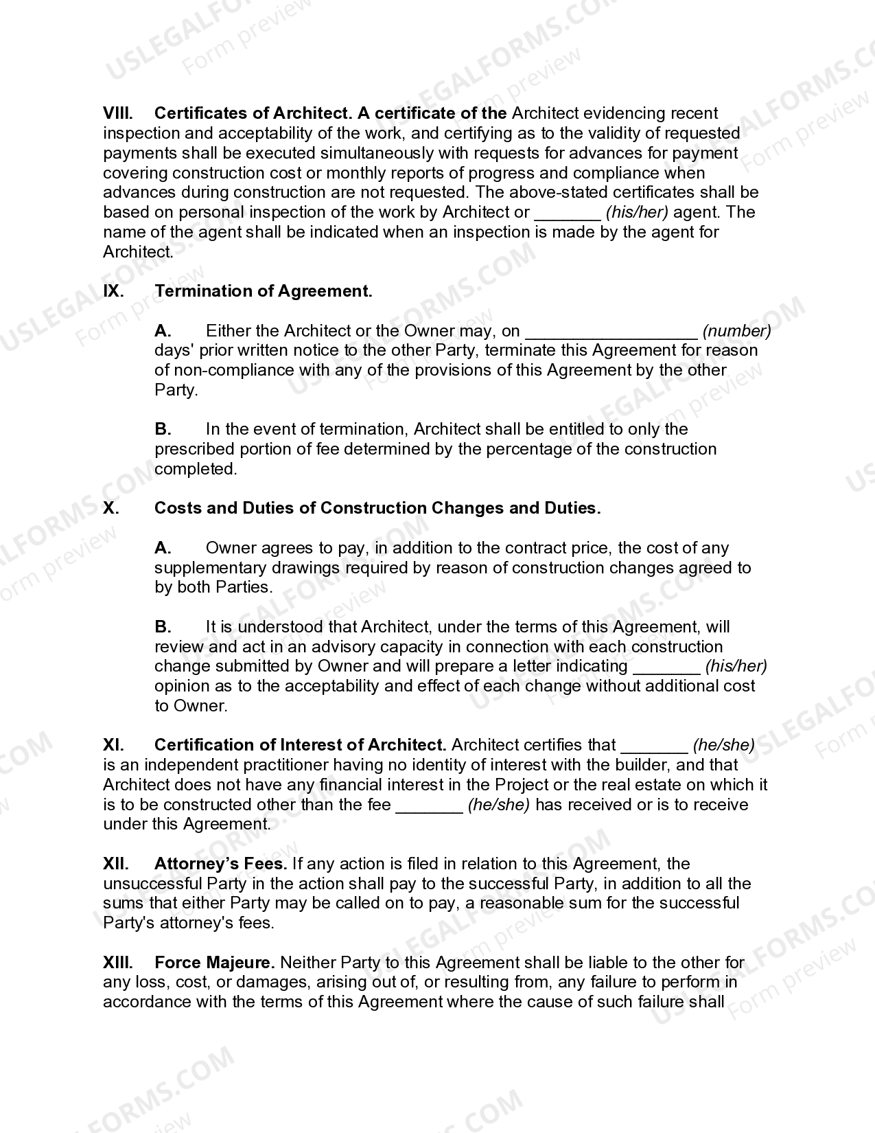 Agreement with Architect to Design a Building for Fixed Fee | US Legal ...