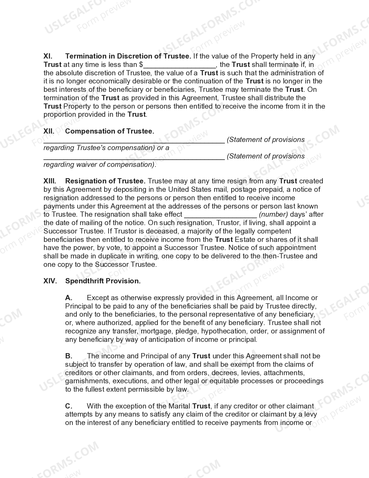 Marital-deduction Residuary Trust with a Single Trustor and Lifetime ...