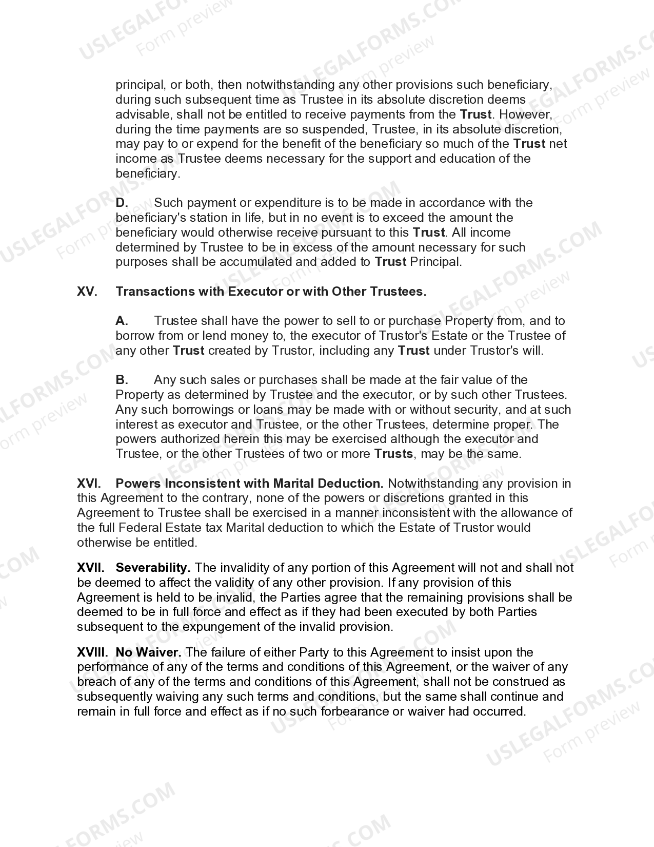 Marital-deduction Residuary Trust with a Single Trustor and Lifetime ...
