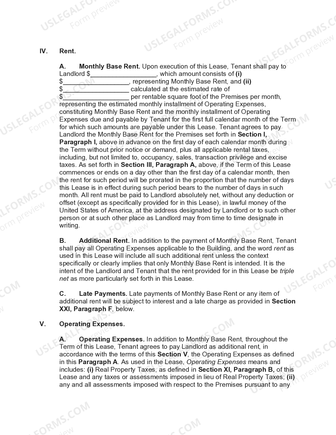 Triple-Net Office Lease of Commercial Building | US Legal Forms