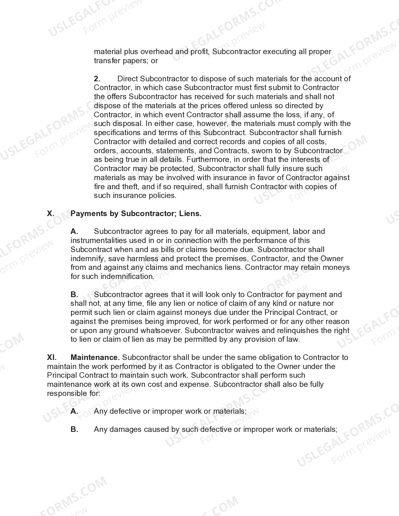 Subcontract for Construction of Portion of or Materials to go into ...