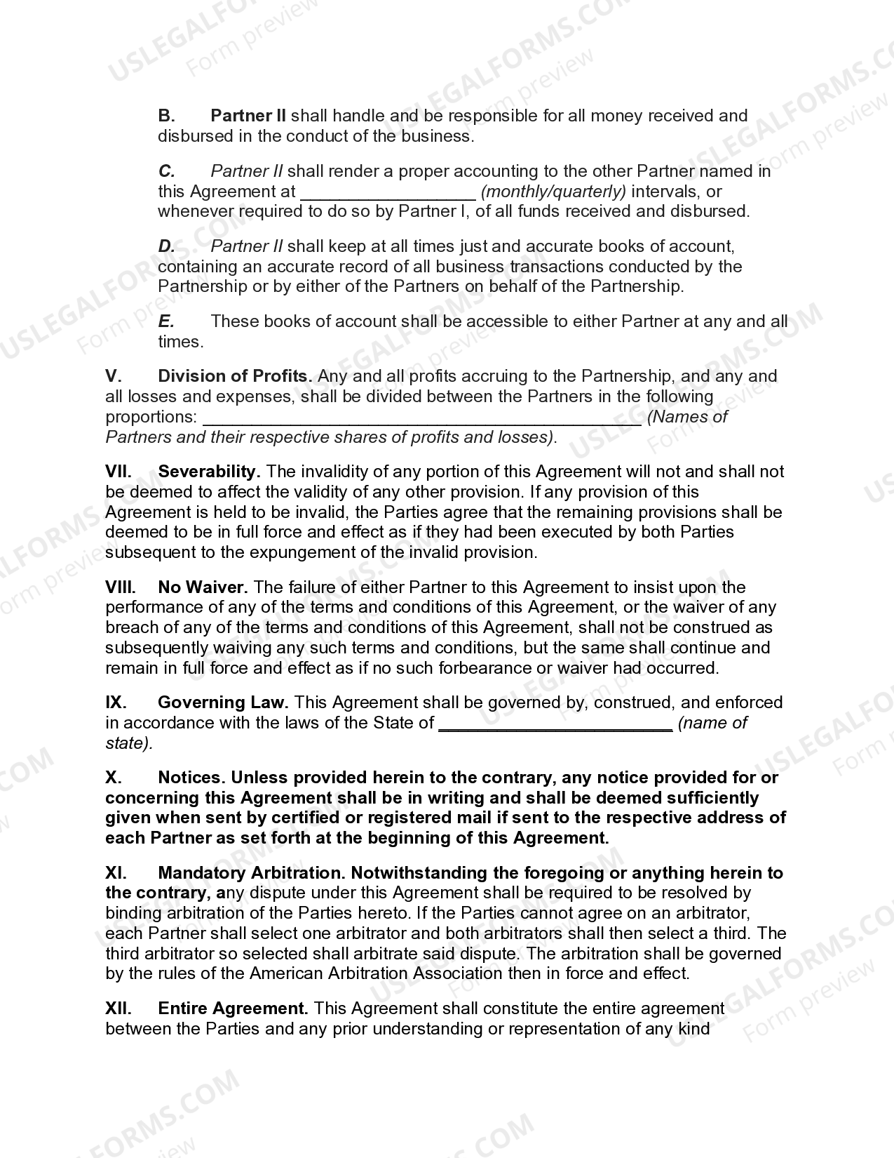General Form of Mining Partnership Agreement | US Legal Forms