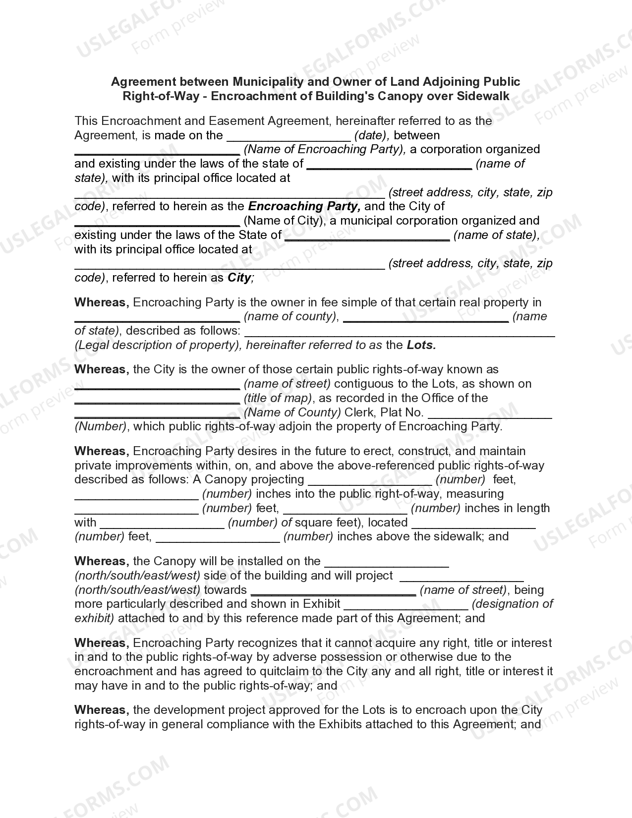 Agreement between Municipality and Owner of Land Adjoining Public Right ...