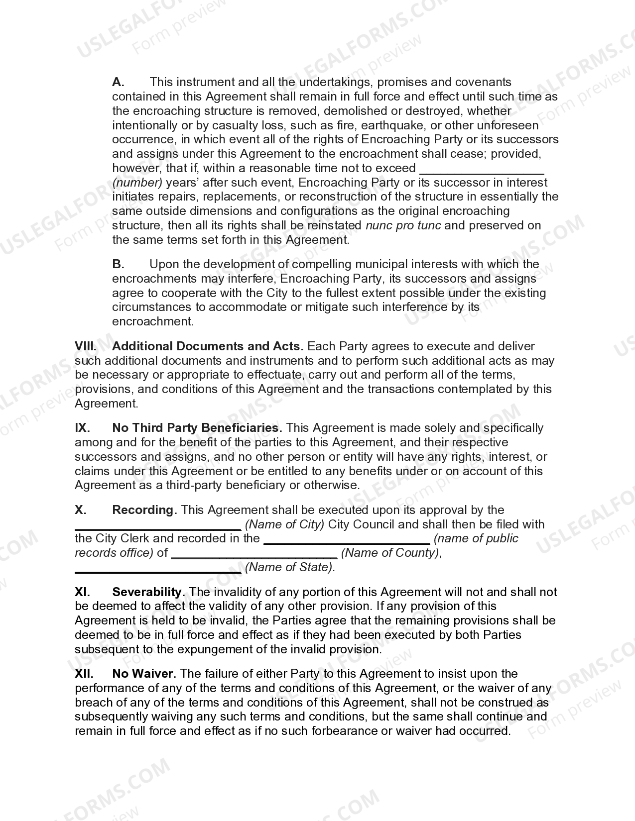 Agreement between Municipality and Owner of Land Adjoining Public Right-of-Way - Agreement ...