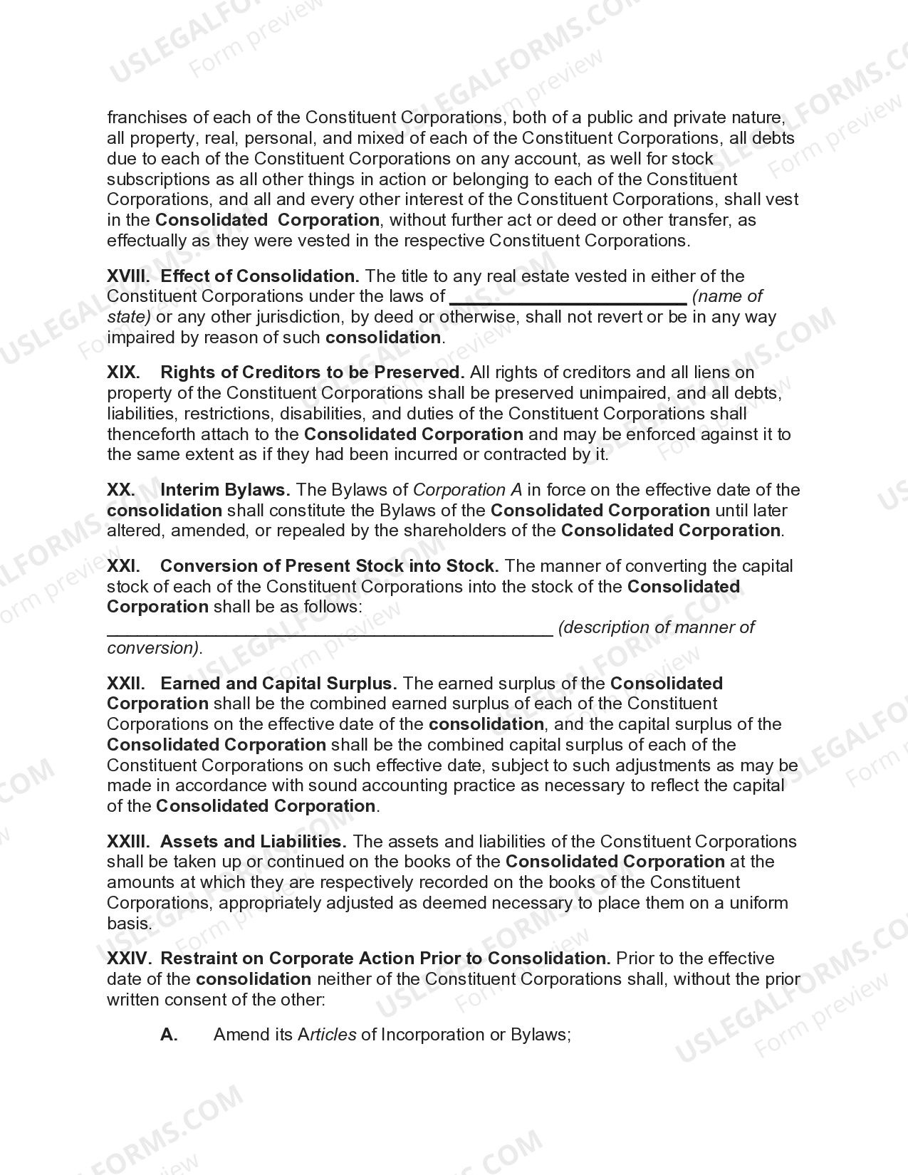 Consolidation Agreement | US Legal Forms