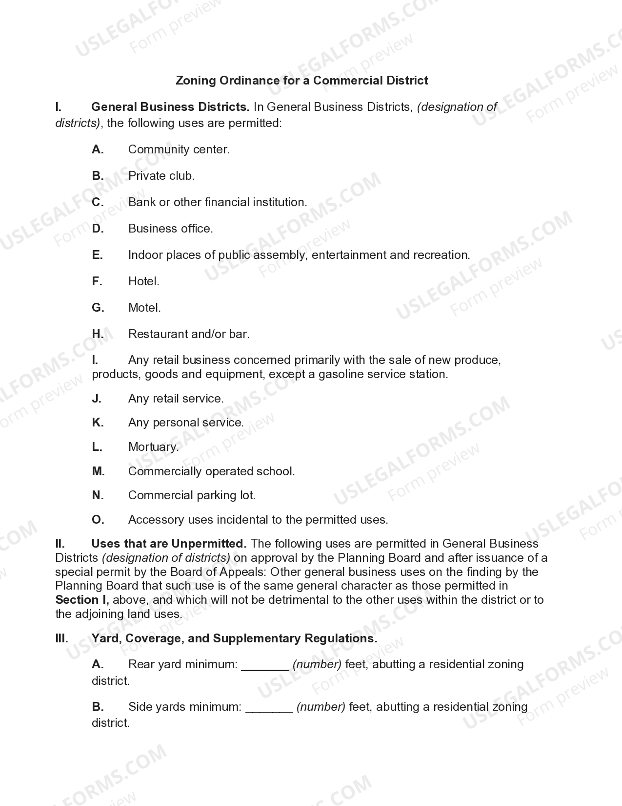 Zoning Ordinance for a Commercial District - Zoning Commercial | US ...