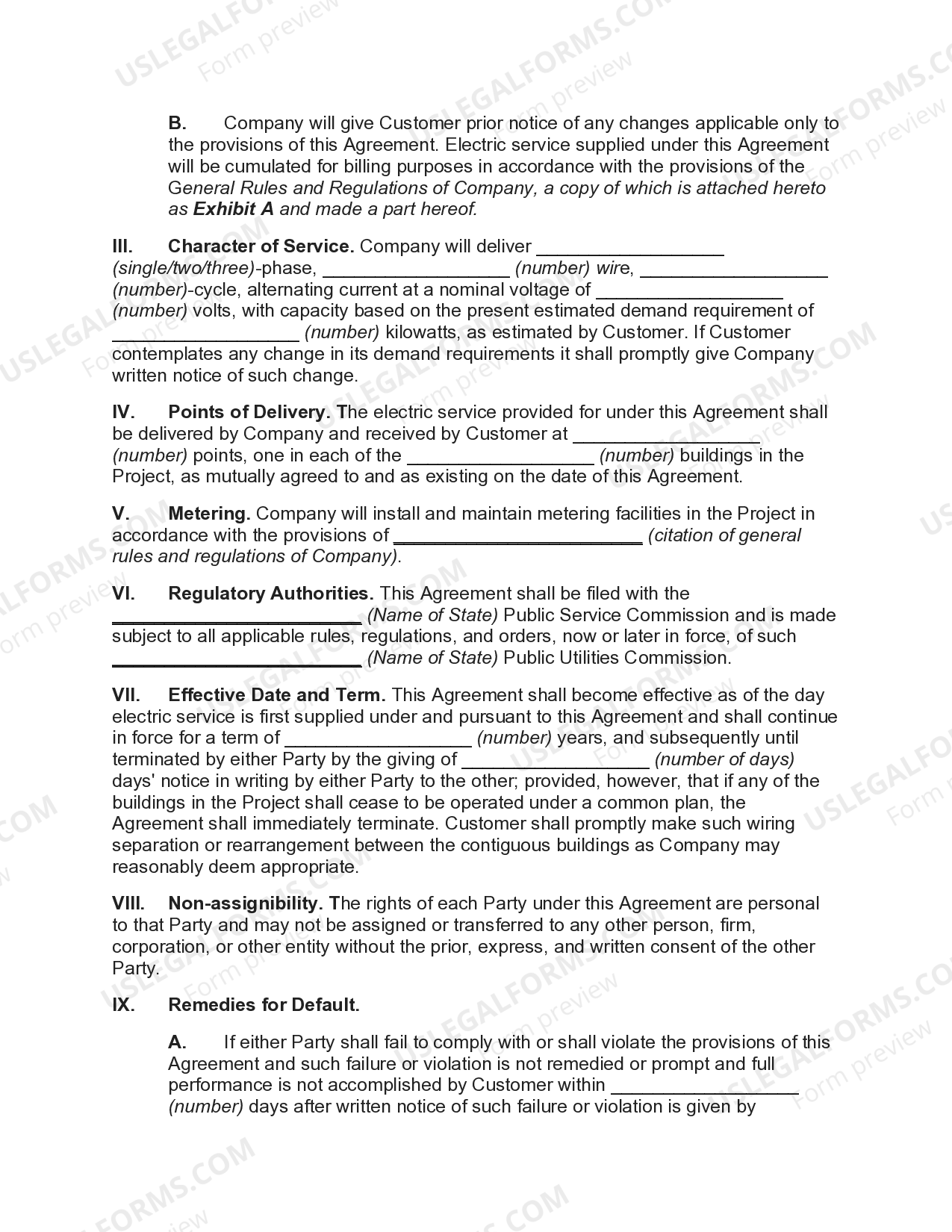 Electric Service Agreement between Redevelopment Project and Power ...