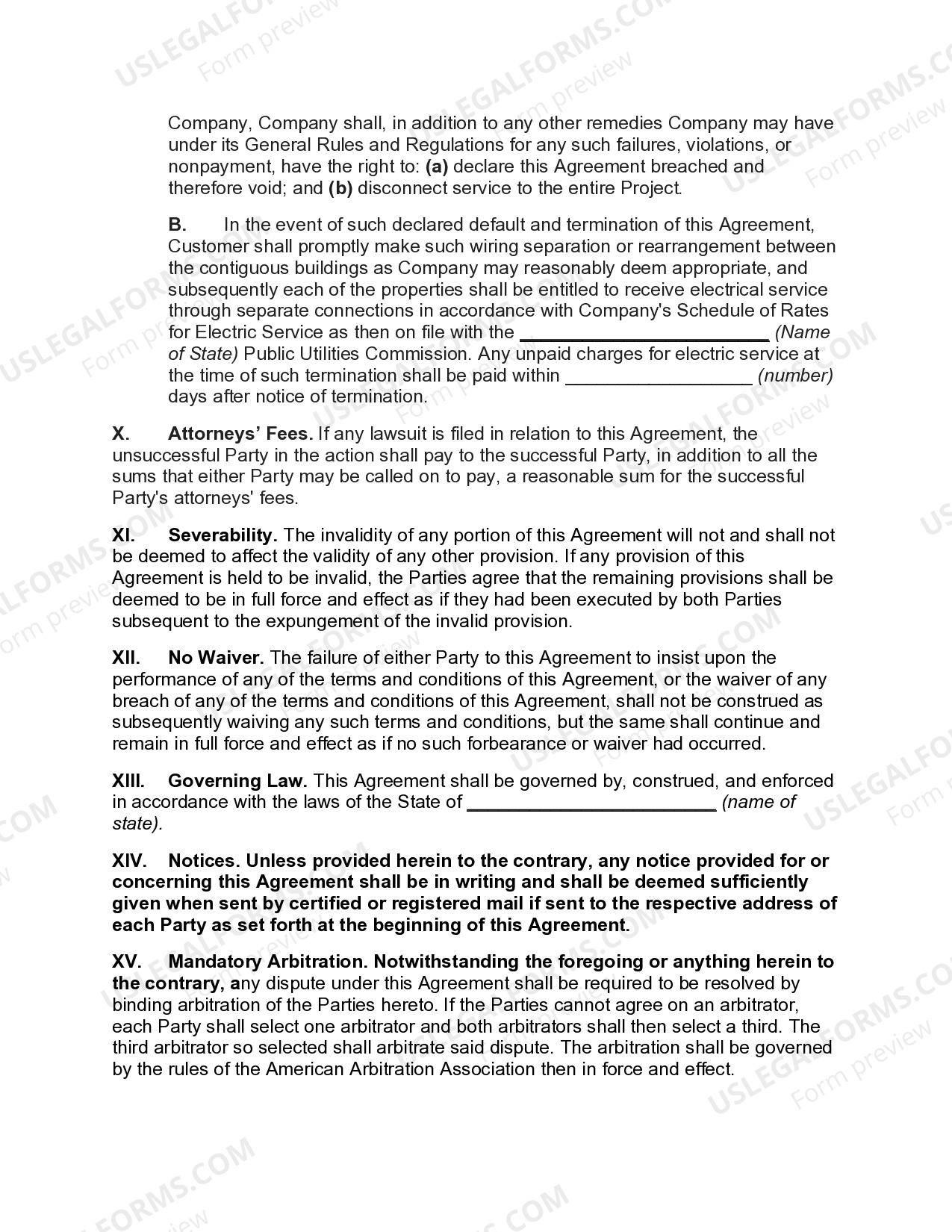 Electric Service Agreement between Redevelopment Project and Power ...