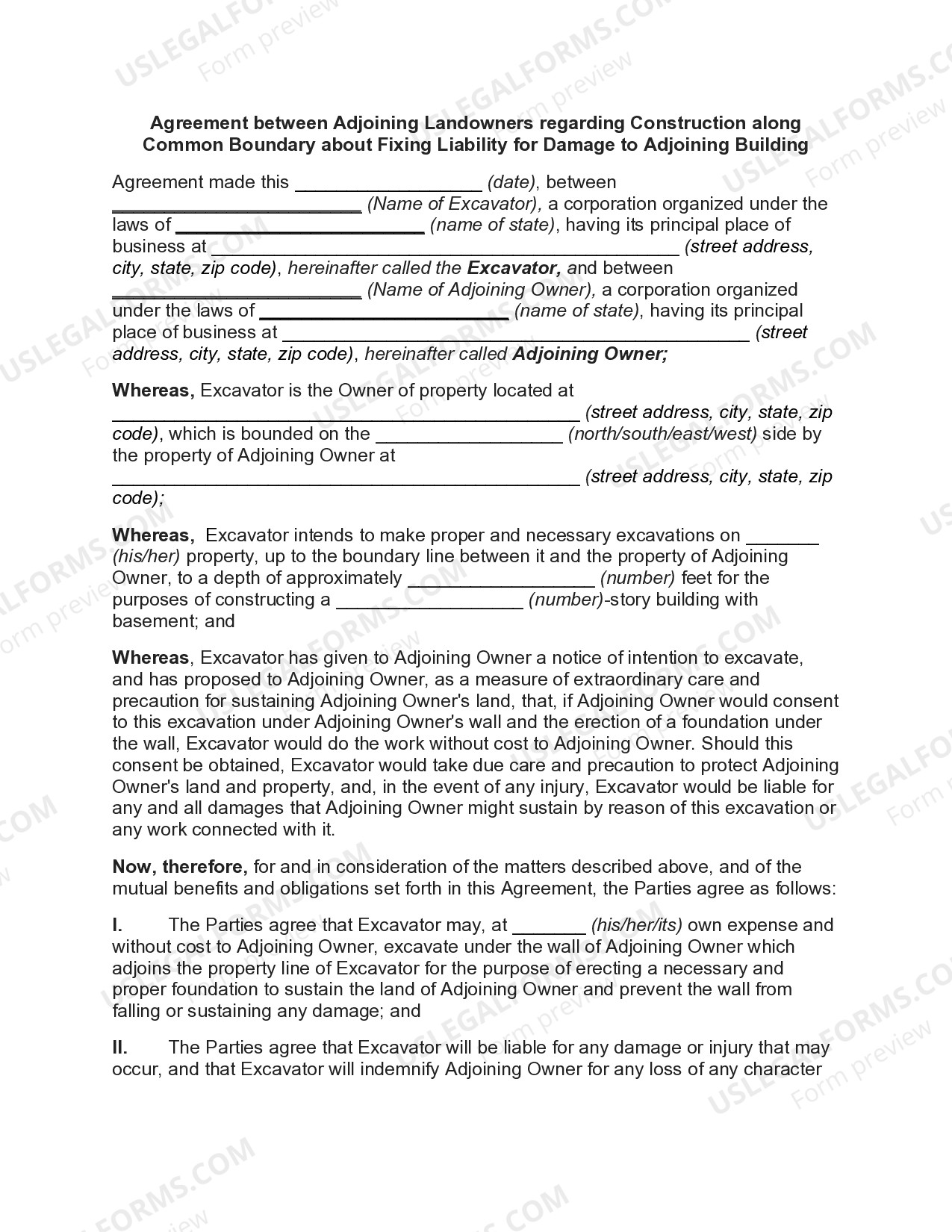Agreement between Adjoining Landowners regarding Construction along Common Boundary about Fixing ...