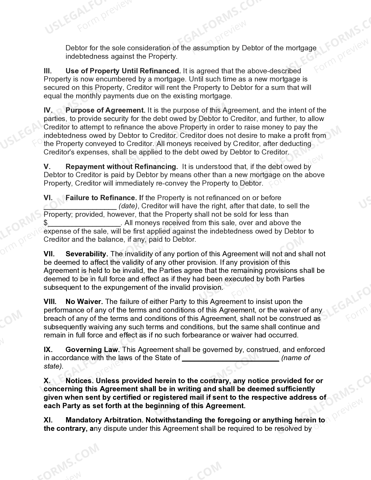 Agreement for Accord and Satisfaction to be Effectuated by Refinancing ...