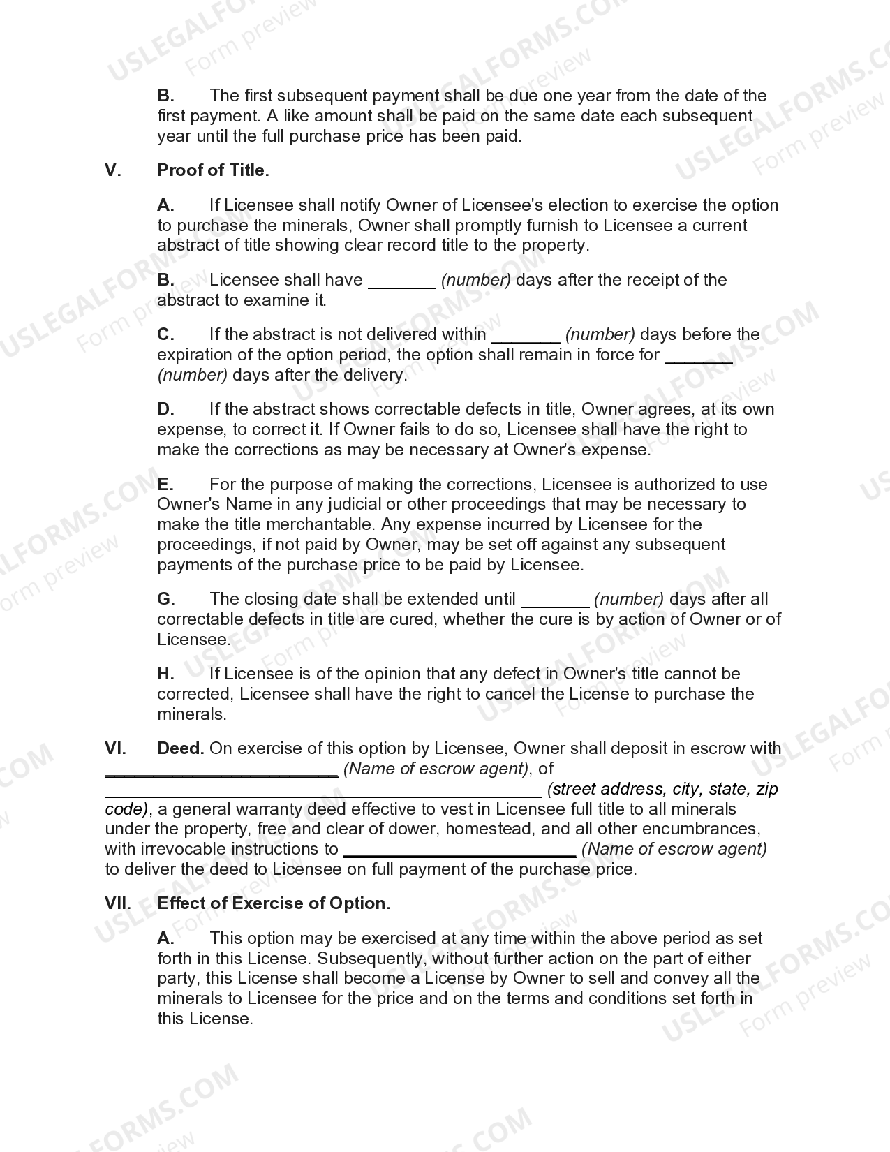 Exploration License with Option to Purchase Minerals on Installment ...