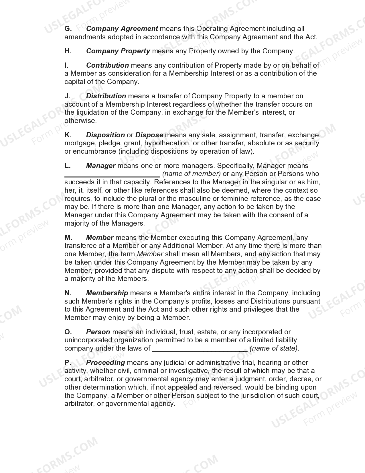 Operating Agreement of a Manager Managed Limited Liability Company with ...