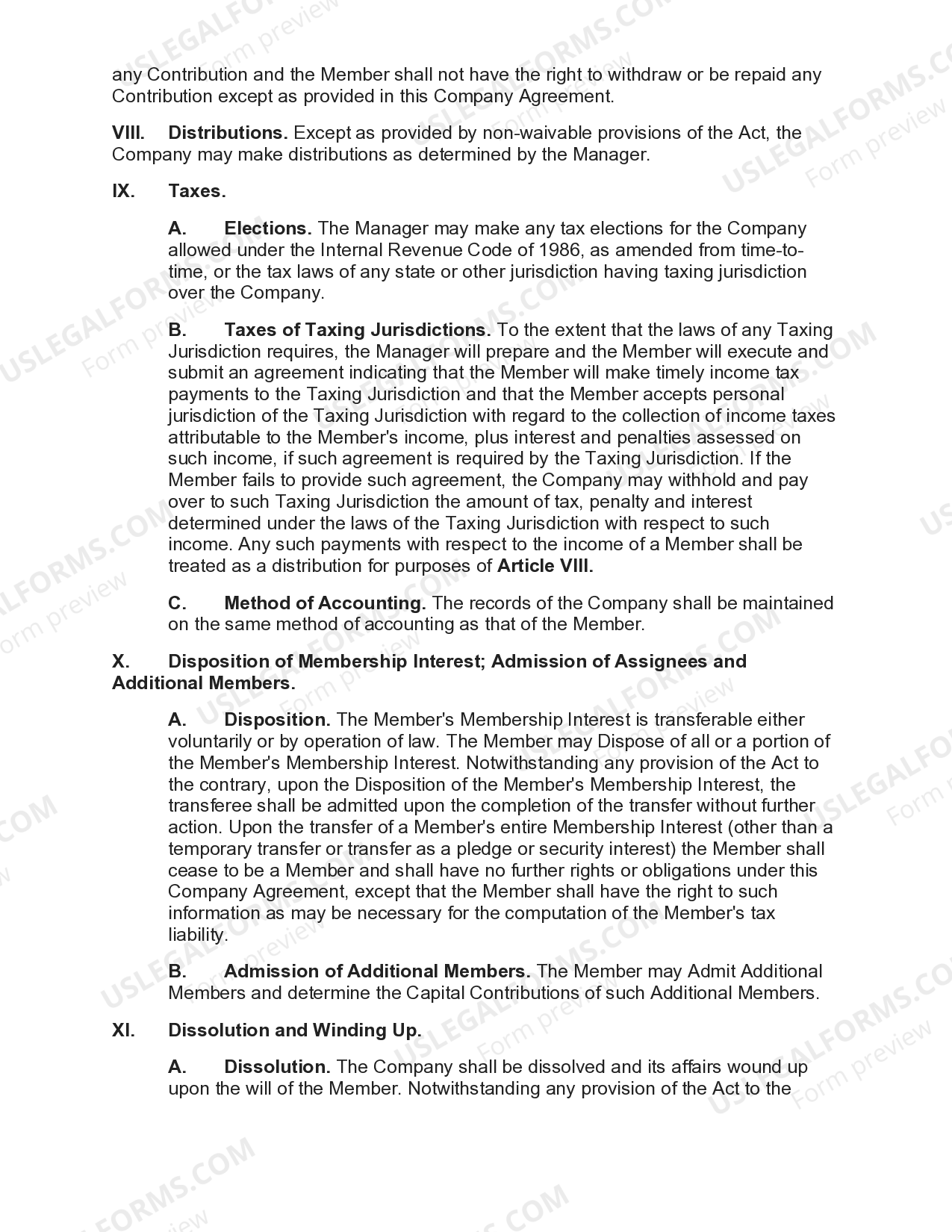 Operating Agreement of a Manager Managed Limited Liability Company with ...