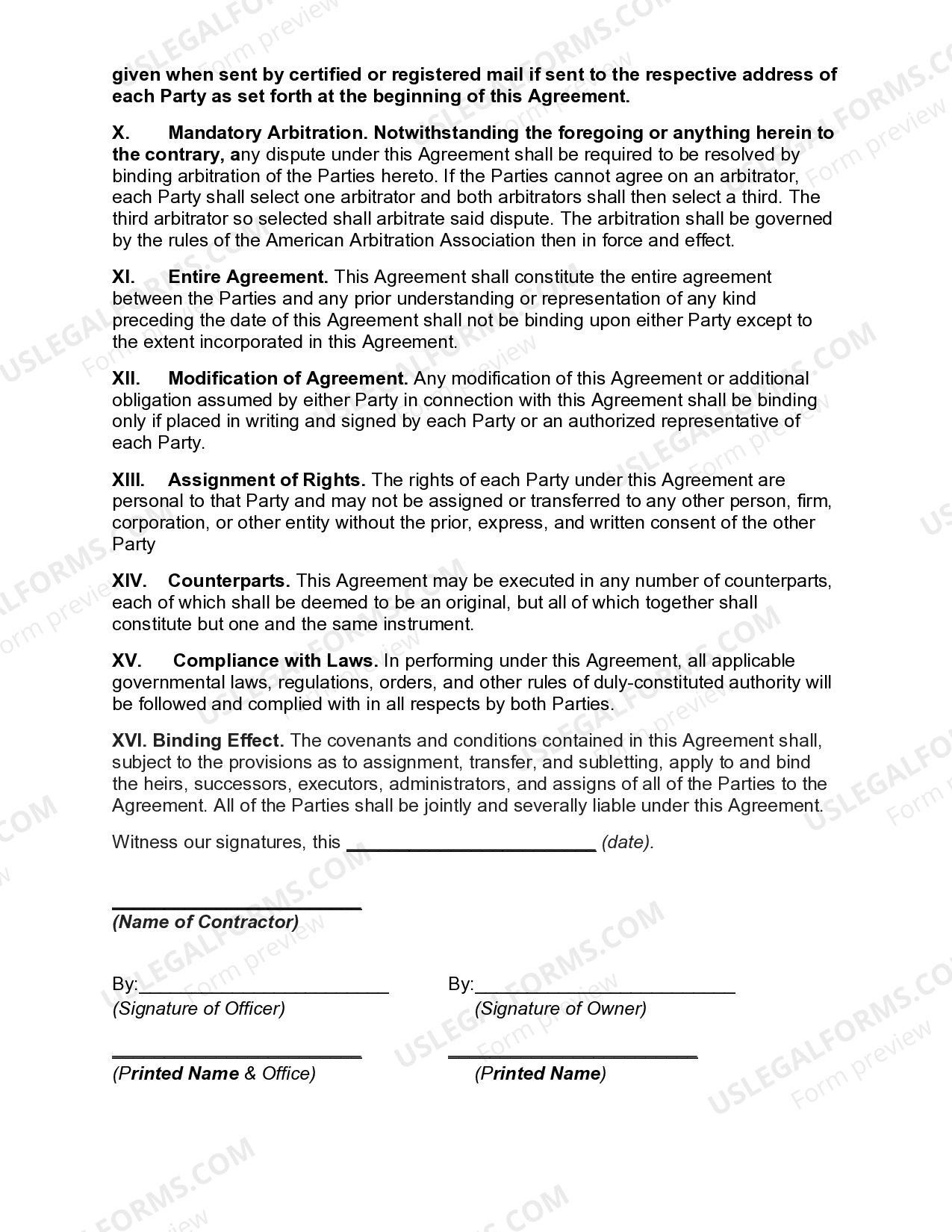 Masonry Services Agreement | US Legal Forms