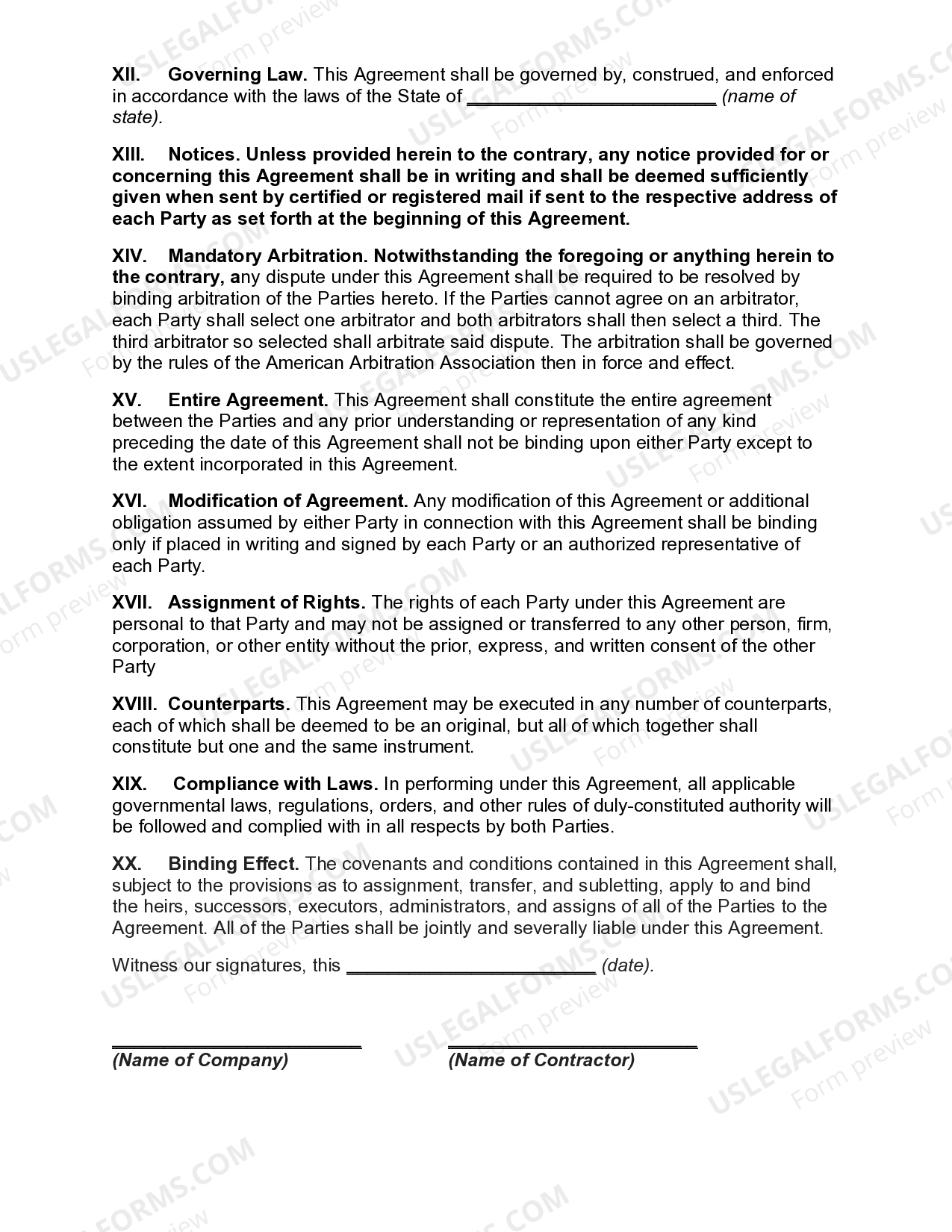 General Form of Agreement between Railroad and Trucking Company | US ...