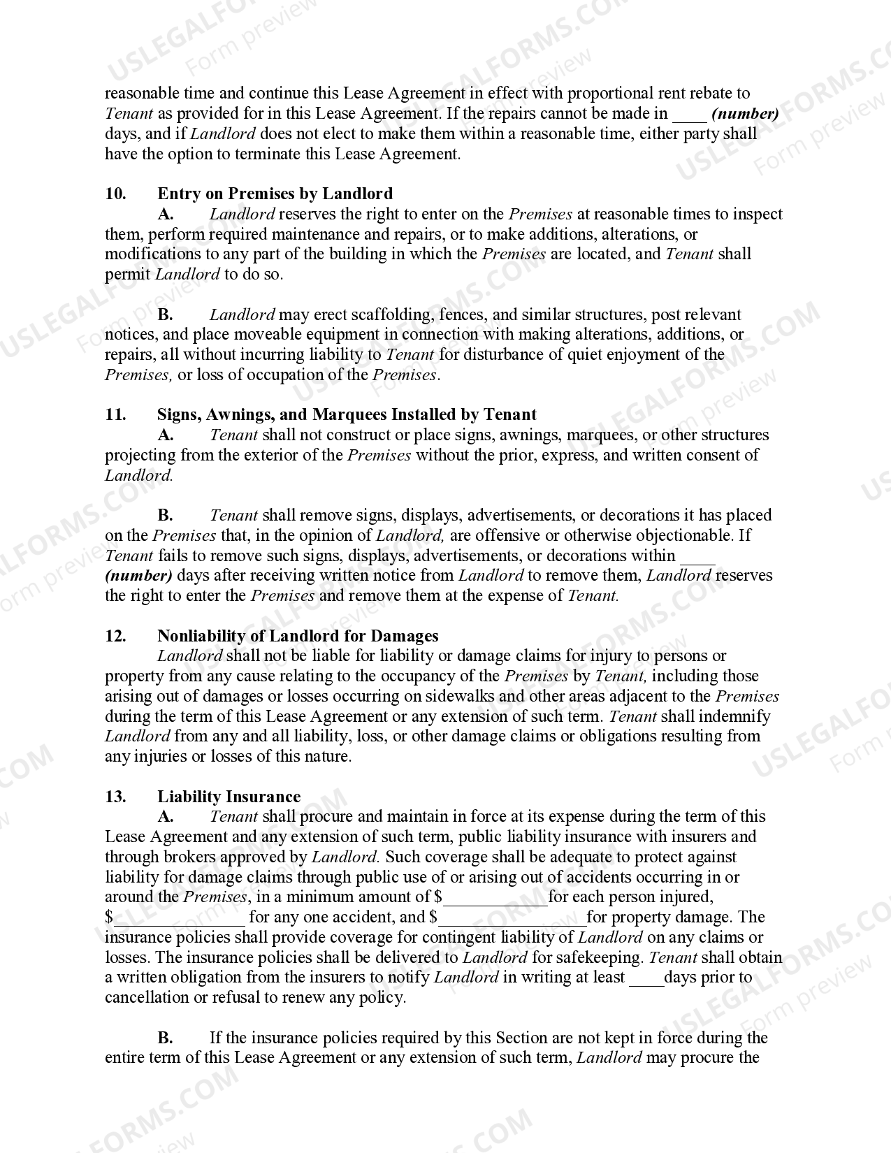 Lease of Business Premises | US Legal Forms