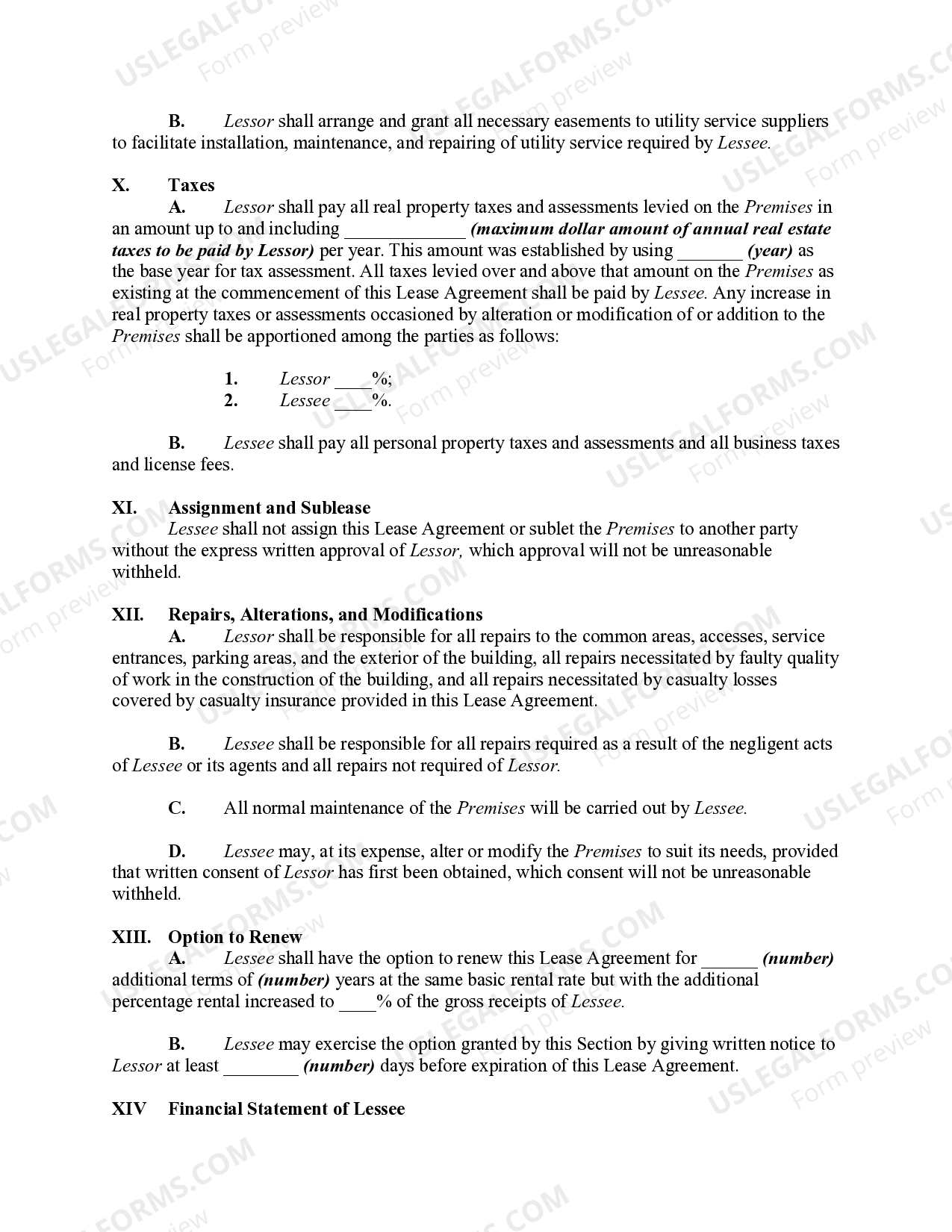 Lease of Retail Store with Additional Rent Based on Percentage of Gross ...
