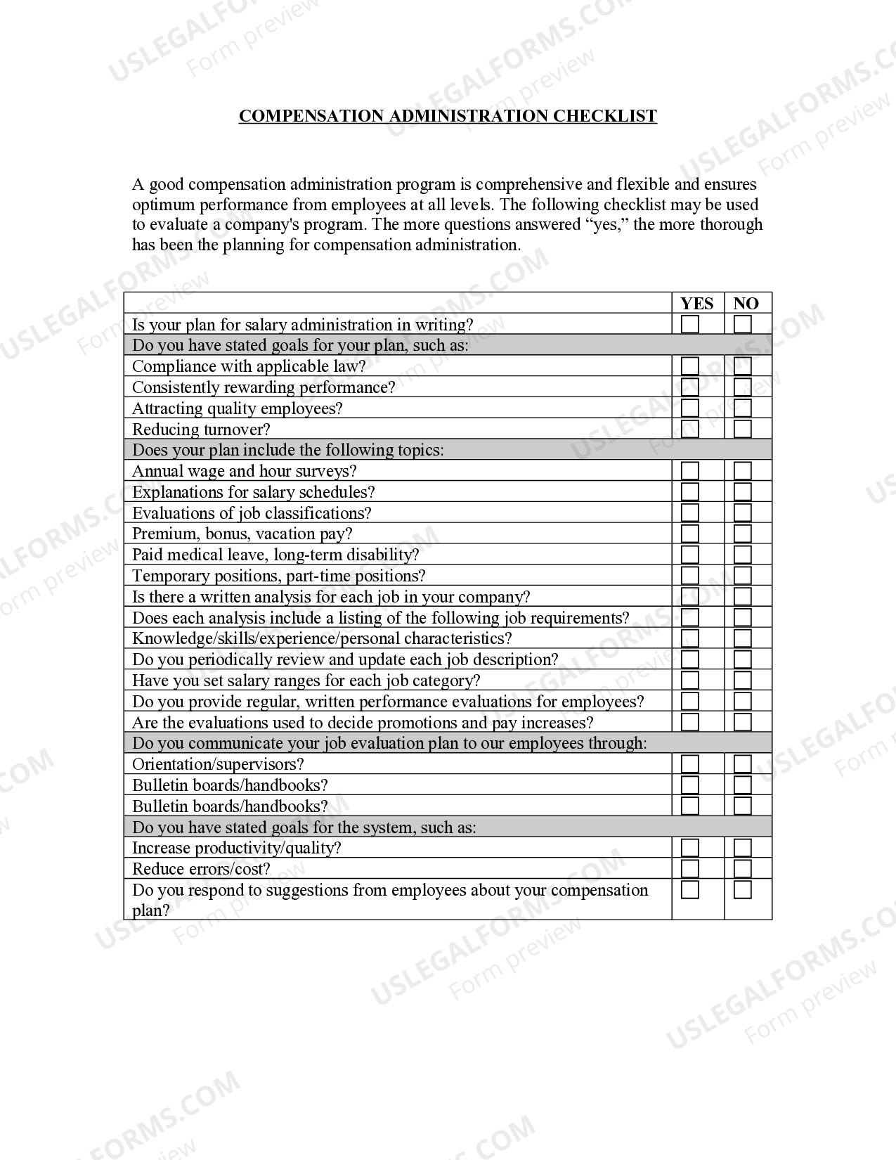 Maryland Compensation Administration Checklist - Administration ...