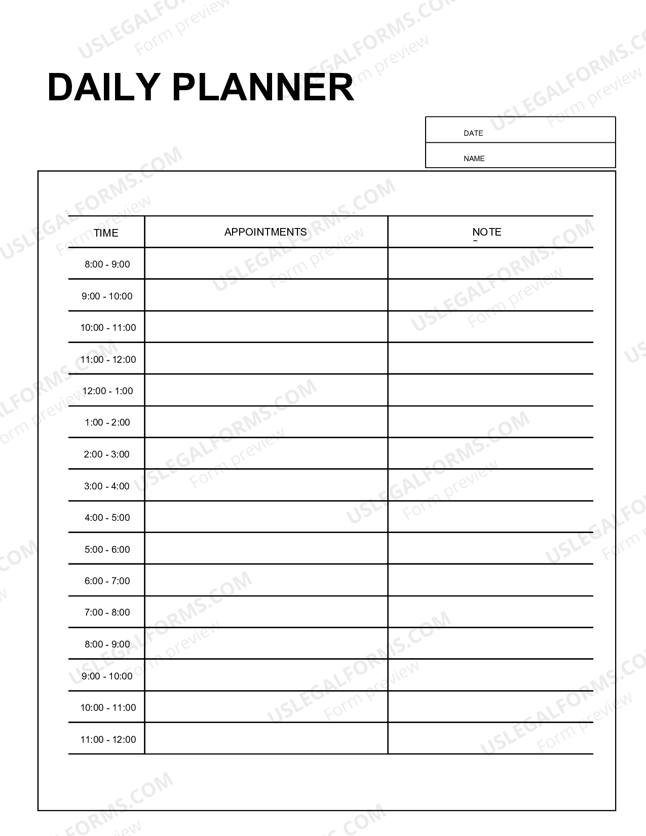 Florida Daily Planner | US Legal Forms