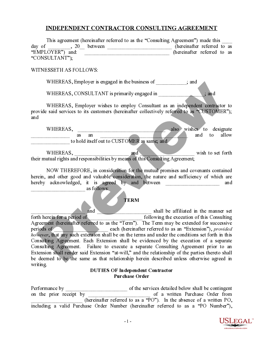 Illinois Self Employed Independent Contractor Consulting Agreement 