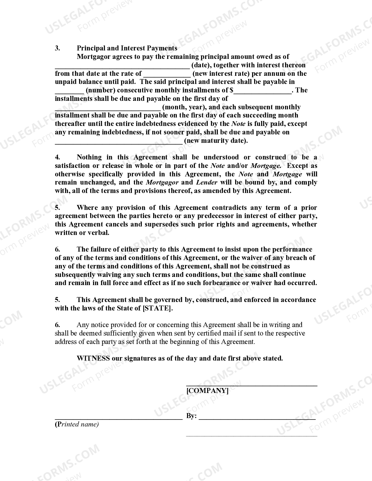 Agreement to Modify Promissory Note Secured by a Mortgage - Note ...