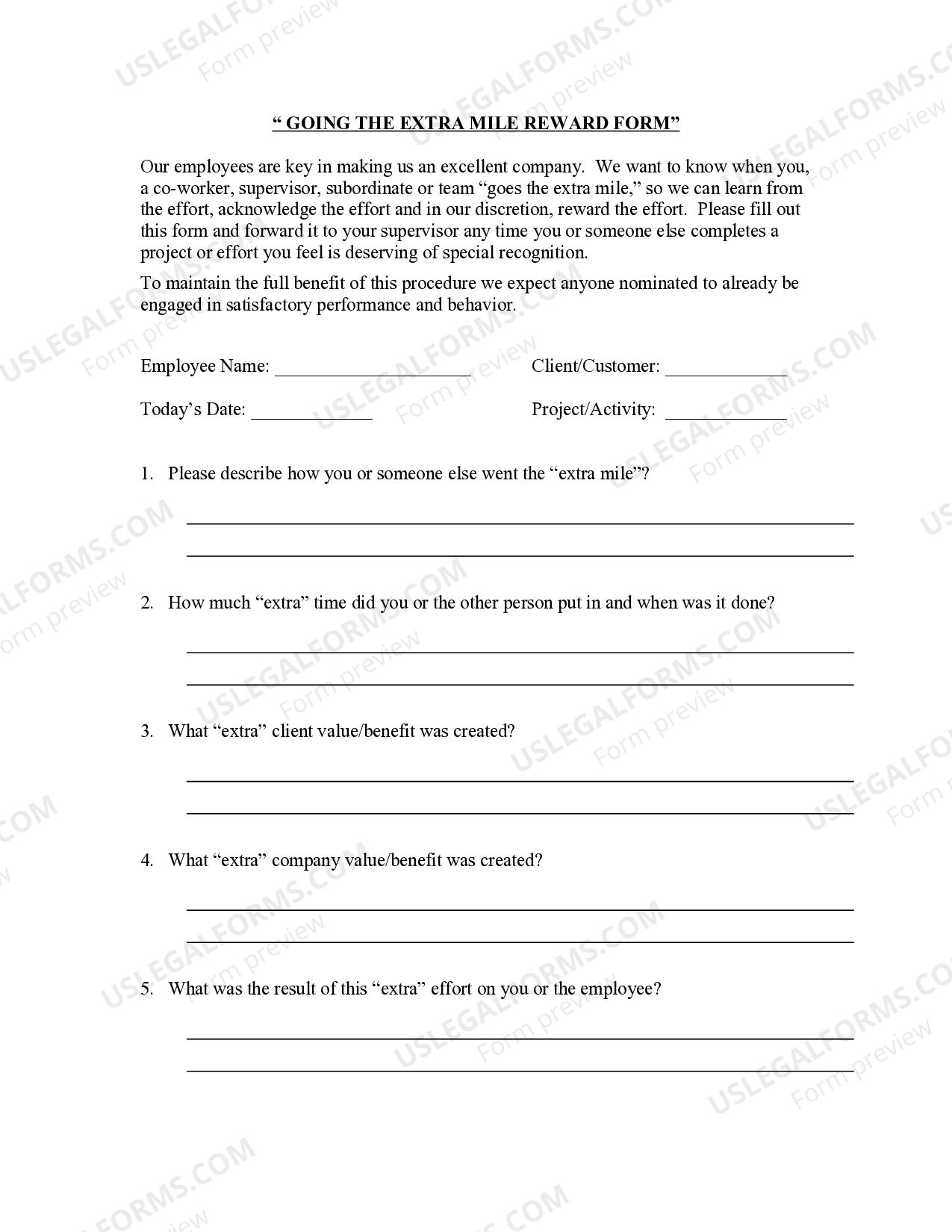 Alabama Going the Extra Mile Reward Form | US Legal Forms
