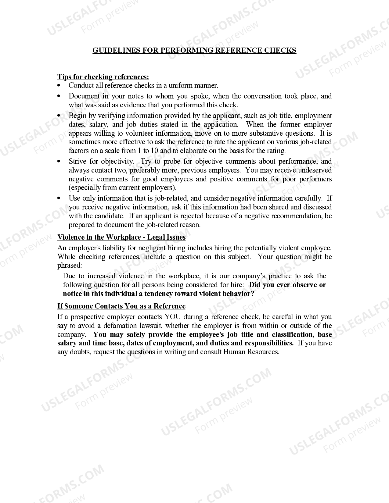 North Carolina Guidelines for Performing Reference Checks | US Legal Forms