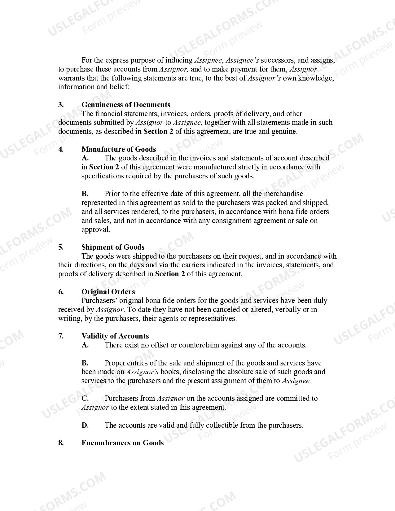 Assignment of Accounts Receivable Regarding Manufactured Goods | US ...