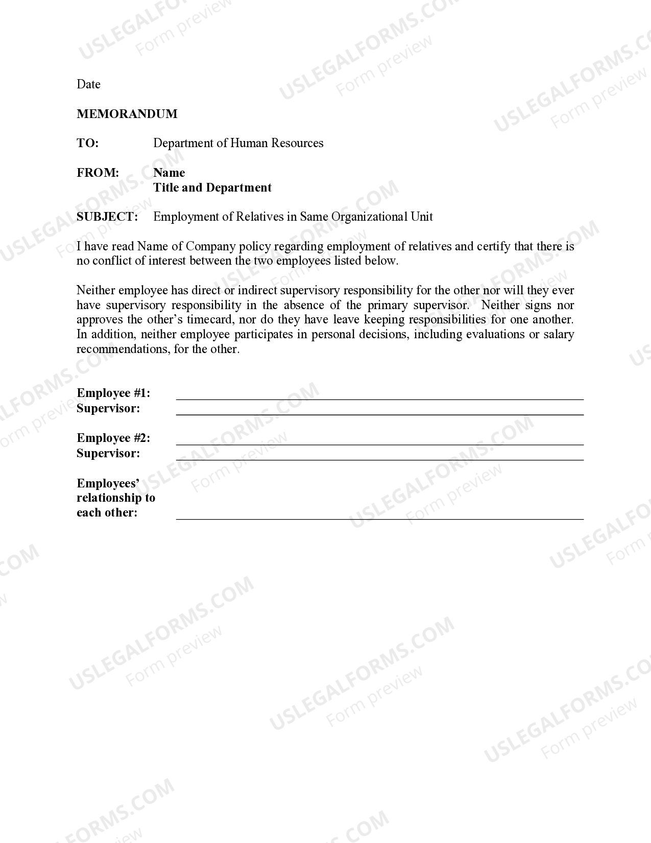 New York Memorandum - Employment of Relatives in the Same Department ...