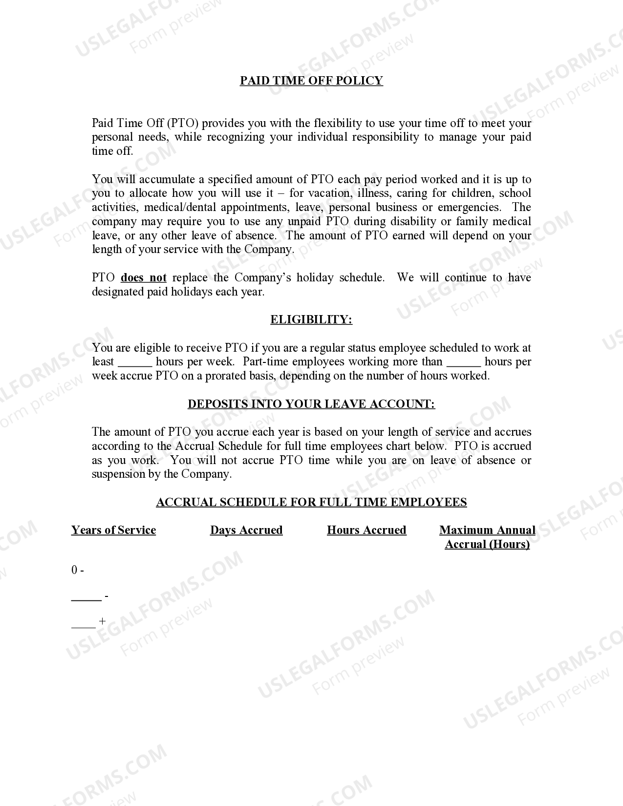 Mississippi Paid Time Off Policy - PTO - Pto | US Legal Forms