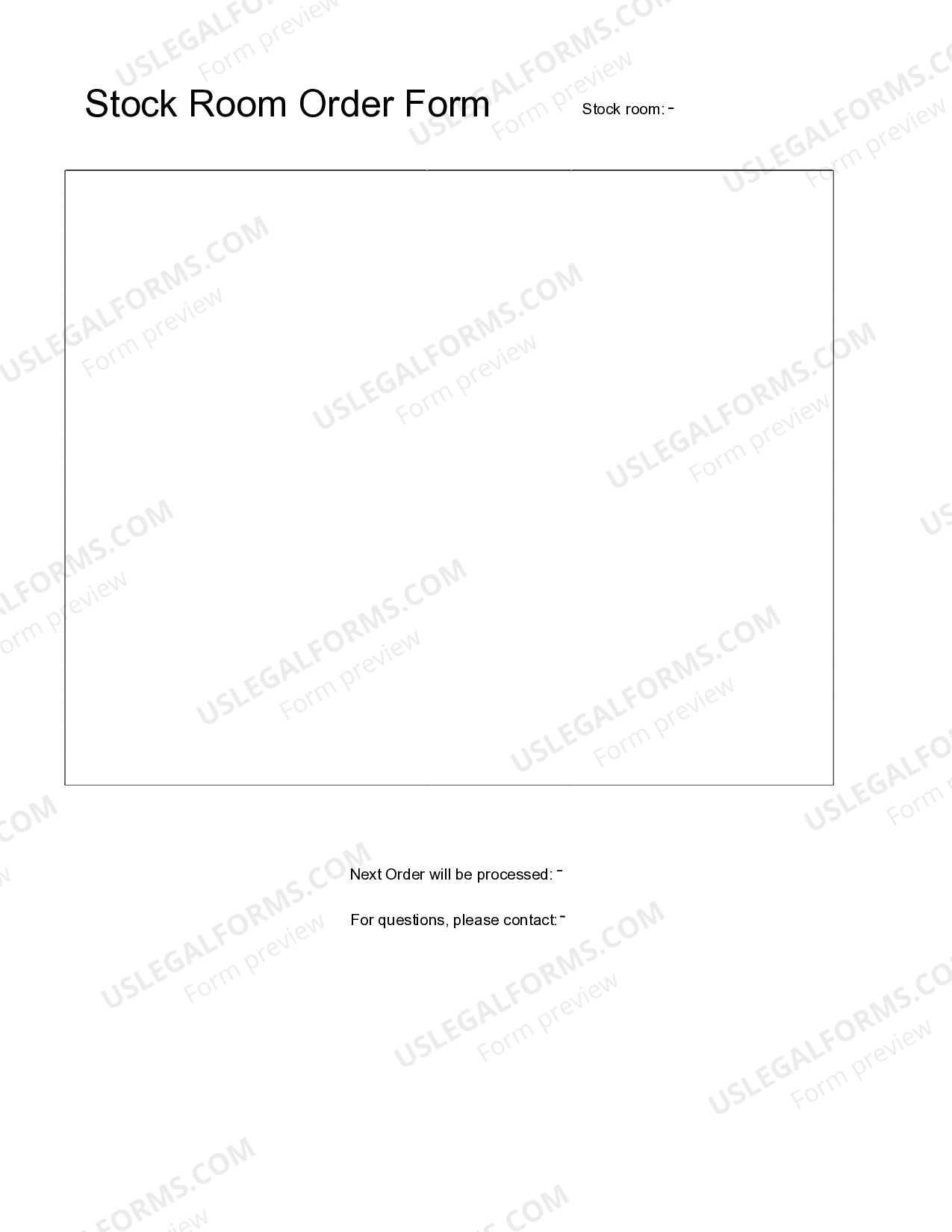 Hawaii Stock Room Order Form | US Legal Forms