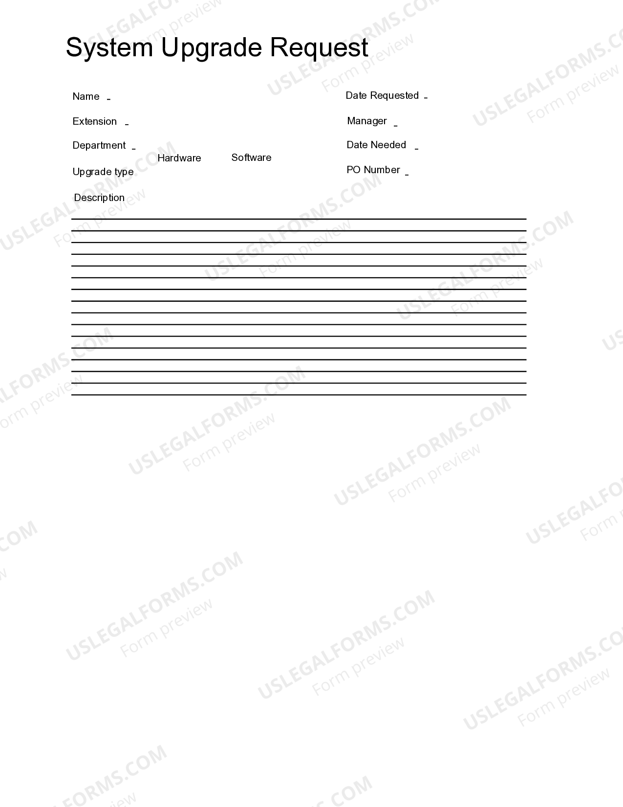 Mississippi System Upgrade Request - System Request Form Template | US Legal Forms