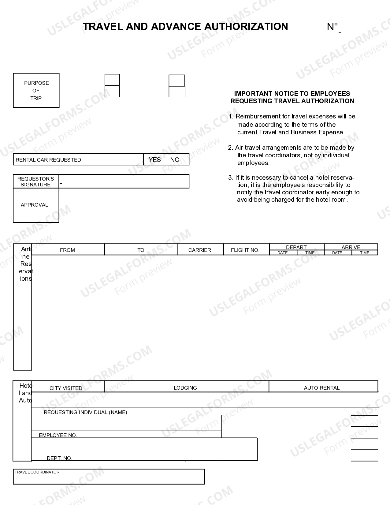 Maine Travel and Advance Authorization - Authorization Form | US Legal ...