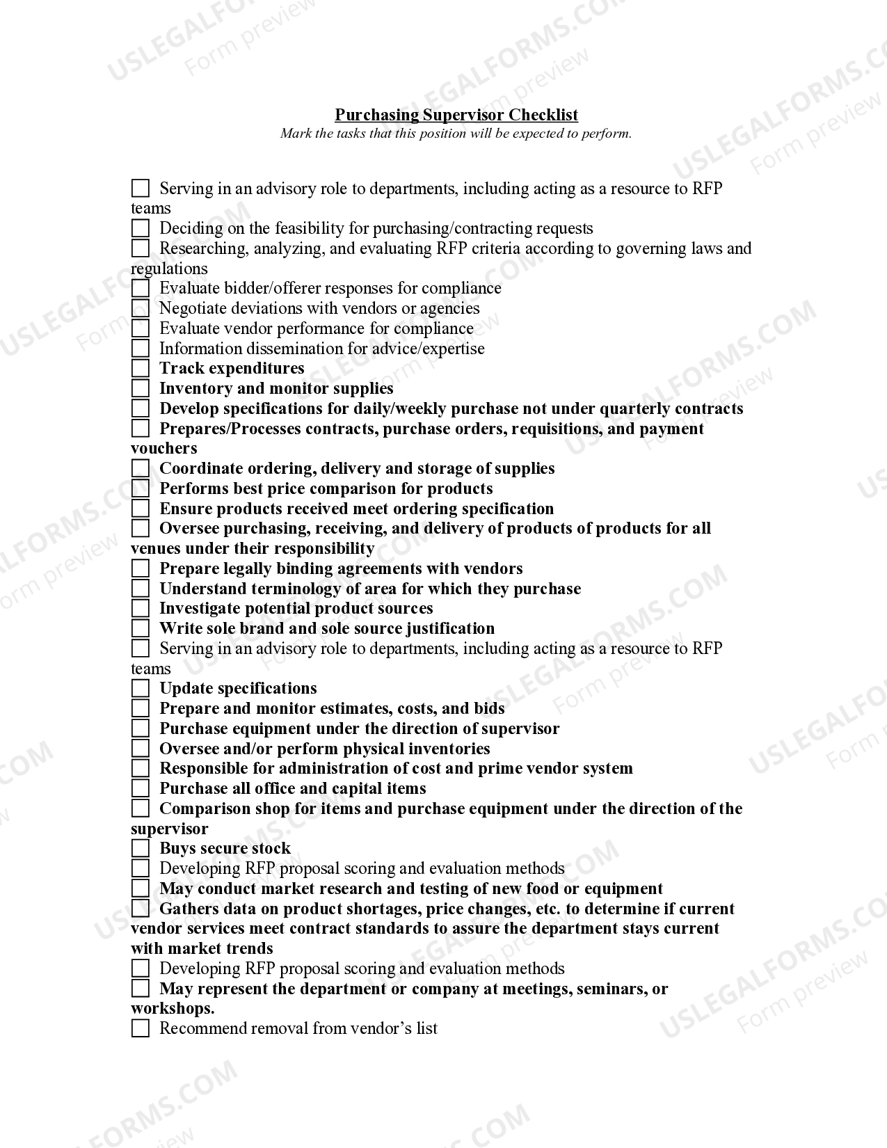 Guam Purchasing Supervisor Checklist | US Legal Forms